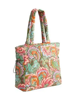 VERA BRADLEY Original Zip Tote Bag In Leaf Me Not Paisley - Green/orange