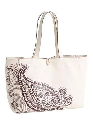 VERA BRADLEY Hathaway Tote Bag In Eclectic Paisley Cottage Cream - Red/white