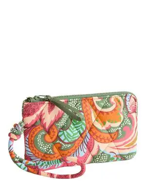 VERA BRADLEY Leaf Me Not Paisley Zip Wristlet - Green/orange