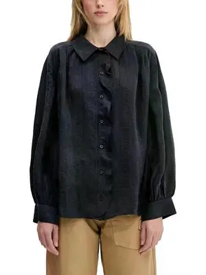 SAMSOE SAMSOE Ruffled Balloon-sleeve Shirt - Black