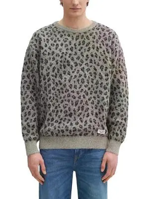 WACKO MARIA Leopard-print Crew-neck Sweater - Grey