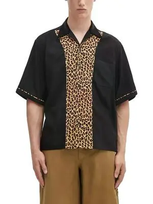 WACKO MARIA Leopard-print Panel Shirt - Black