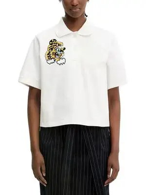 Kenzo Tiger-embroidered Polo Top - White