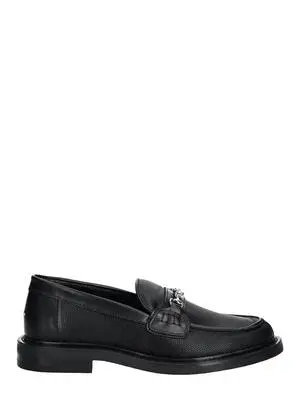 Filling Pieces Chain-detail Leather Loafers - Black
