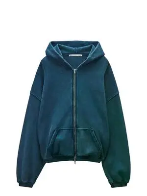 Alexander Wang Logo-embroidered Zip-up Hoodie - Blue