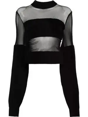 JEAN PAUL GAULTIER Cropped Long Sleeve Sweater - Black