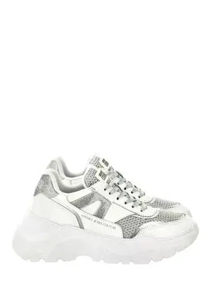 Versace Glitter-paneled Chunky Sneakers - White