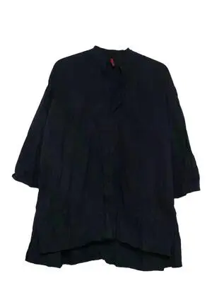 DANIELA GREGIS Mandarin-collar Cotton Blouse - Blue