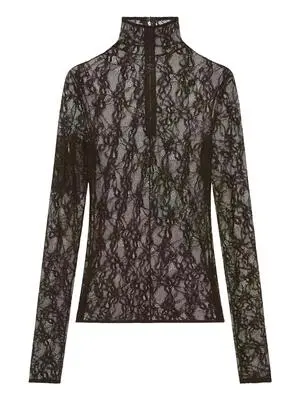 COURREGES Lace High-neck Top - Black