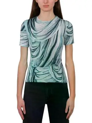 Rabanne Trompe L'oeil-print T-shirt - Blue