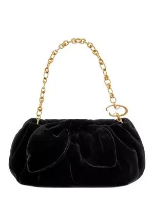Oscar De La Renta Velvet Bow Clutch - Black