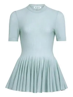 Alaïa Peplum Top - Vert Amande