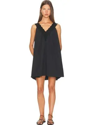 HELSA Mini Dress With Lace In Tech Poplin - Black