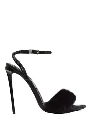 PHILIPP PLEIN Crystal-Embellished Fur Sandals