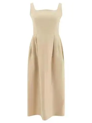 SANDBEIGE Square-neck Pleated Dress - Yellowe