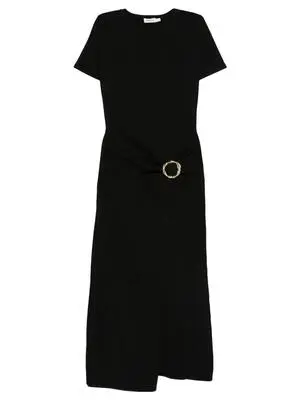 Simkhai Belted Draped Midi Dress - Black