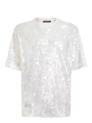 Dolce & Gabbana Sequin-embellished T-shirt - White
