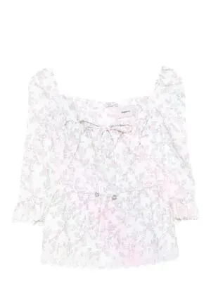 Coperni Floral-print Ruffled Top - White