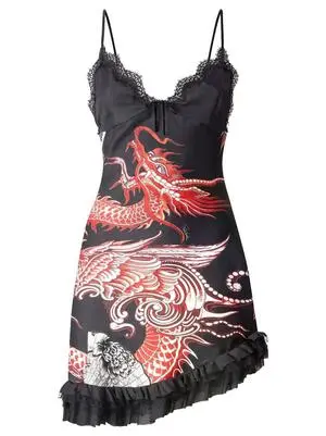 Roberto Cavalli Dragon-print Mini Dress - Black