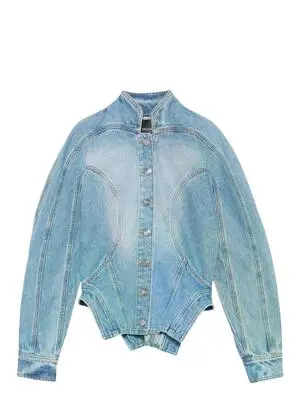 MUGLER Cinched Denim Jacket - Blue
