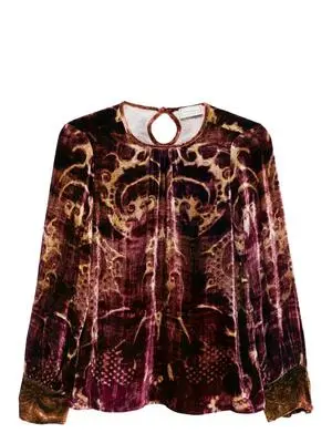 PIERRE-LOUIS MASCIA Patterned Velvet Blouse - Red