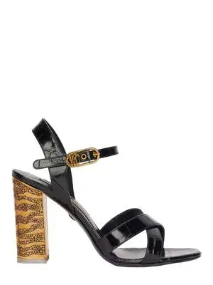 ROBERTO CAVALLI Crocodile-Effect Cross-Strap Sandals