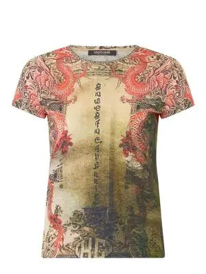 Roberto Cavalli Dragon-print T-shirt - Neutrals