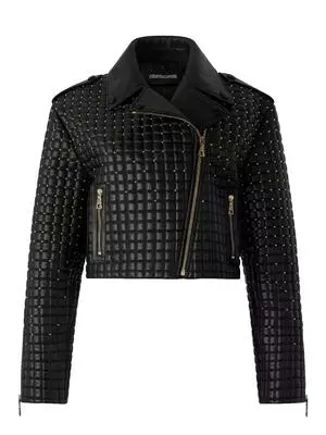 Roberto Cavalli Quilted Studded Leather Jacket - Black