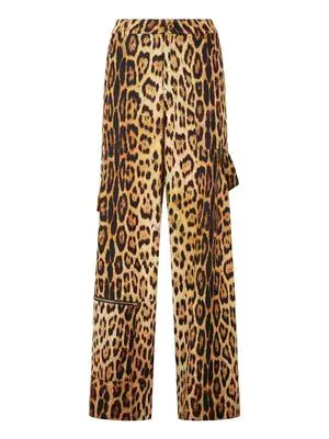 Roberto Cavalli Jaguar-print Cargo Trousers - Brown