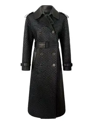 Roberto Cavalli Dragon-embroidered Quilted Coat - Black