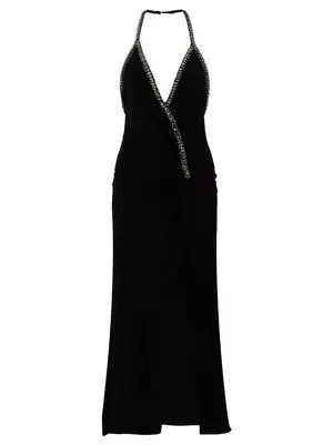 Roberto Cavalli Rhinestone-embellished Halterneck Dress - Black