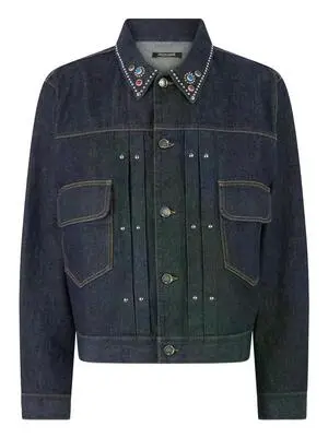 Roberto Cavalli Stud-embellished Denim Jacket - Blue