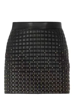 Roberto Cavalli Quilted Studded Leather Mini Skirt - Black