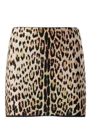 Roberto Cavalli Jaguar-print Straight Skirt - Brown