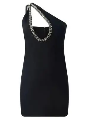 Roberto Cavalli Mini One-shoulder Embellished Dress - Black