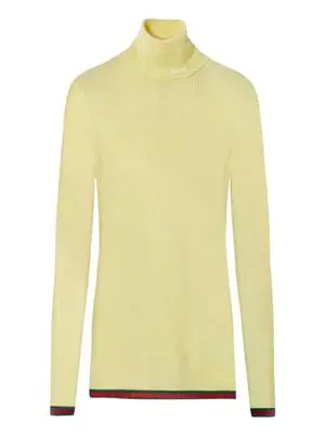 Gucci Ribbed-knit Turtleneck Top - Yellow