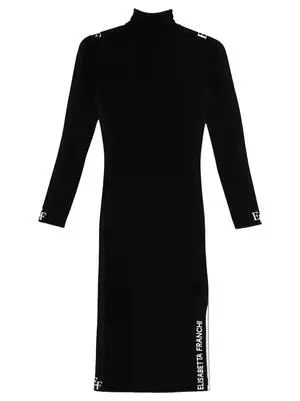 Elisabetta Franchi Turtleneck Long Sleeve Dress - Black