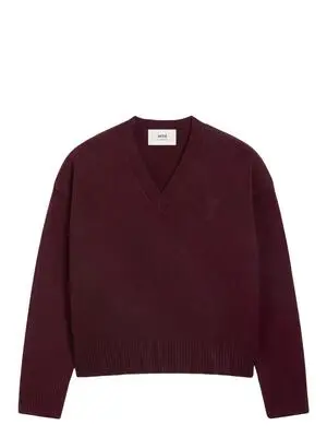 Ami De Coeur V-neck Wool Sweater - Red