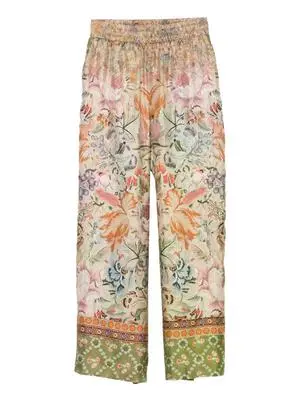 PIERRE-LOUIS MASCIA Floral-print Silk Trousers - Neutrals