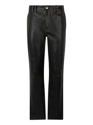 Roberto Cavalli Leather Straight-leg Trousers - Black