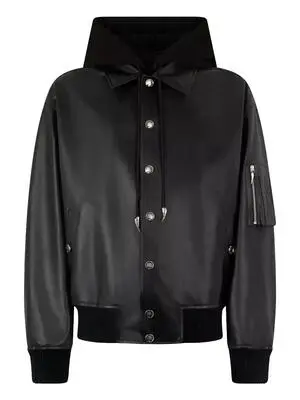 Roberto Cavalli Leather Bomber Jacket - Black
