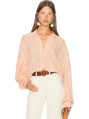 HELSA Addeline Oversized Polo - Peach
