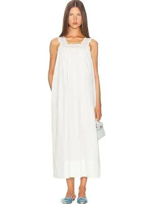 HELSA Midi Dress With Lace Detail - White