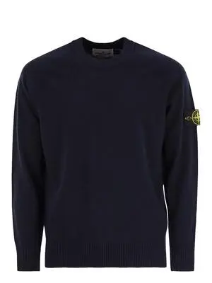 Stone Island Crew-neck Jumper With Raglan Sleeves - Navy