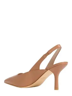 STUART WEITZMAN Zuri 75 Leather Slingback Pumps - Tan