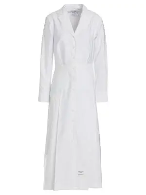 Thom Browne Pleated Cotton-poplin Midi Shirt Dress - White
