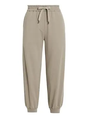 Brunello Cucinelli Cropped Embellished Cotton-blend Track Pants - Mushroom