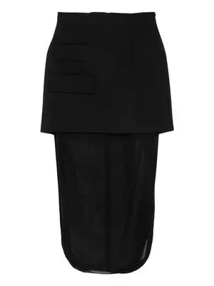 A.W.A.K.E. Mode Sheer Layer Midi Skirt - Black