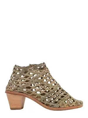 VERDURA SHOES Block-heel Netted Boots - Neutrals