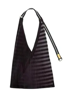 MULTITUDES BAGS Claudia Pleated Striped Tote - Black